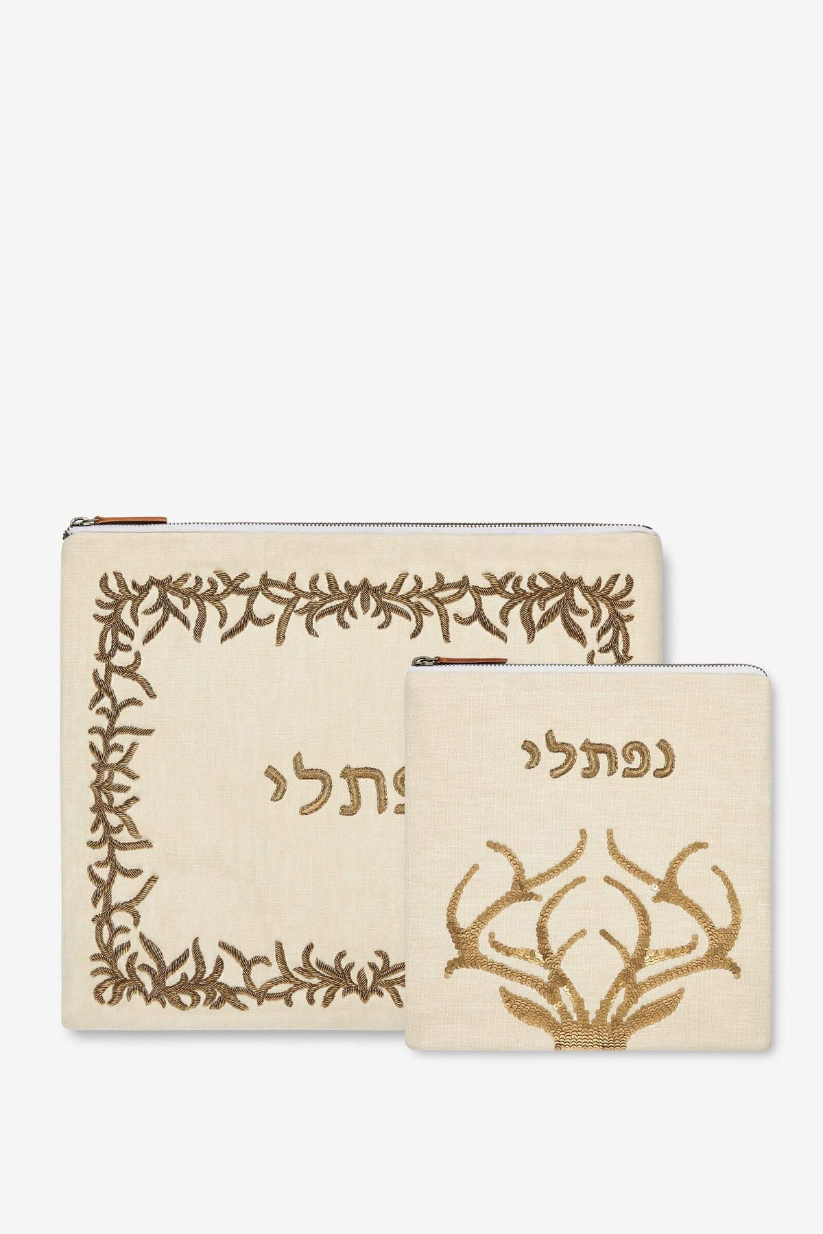 Naftali Tallit and Tefillin Bag Set, Beige | Atoof